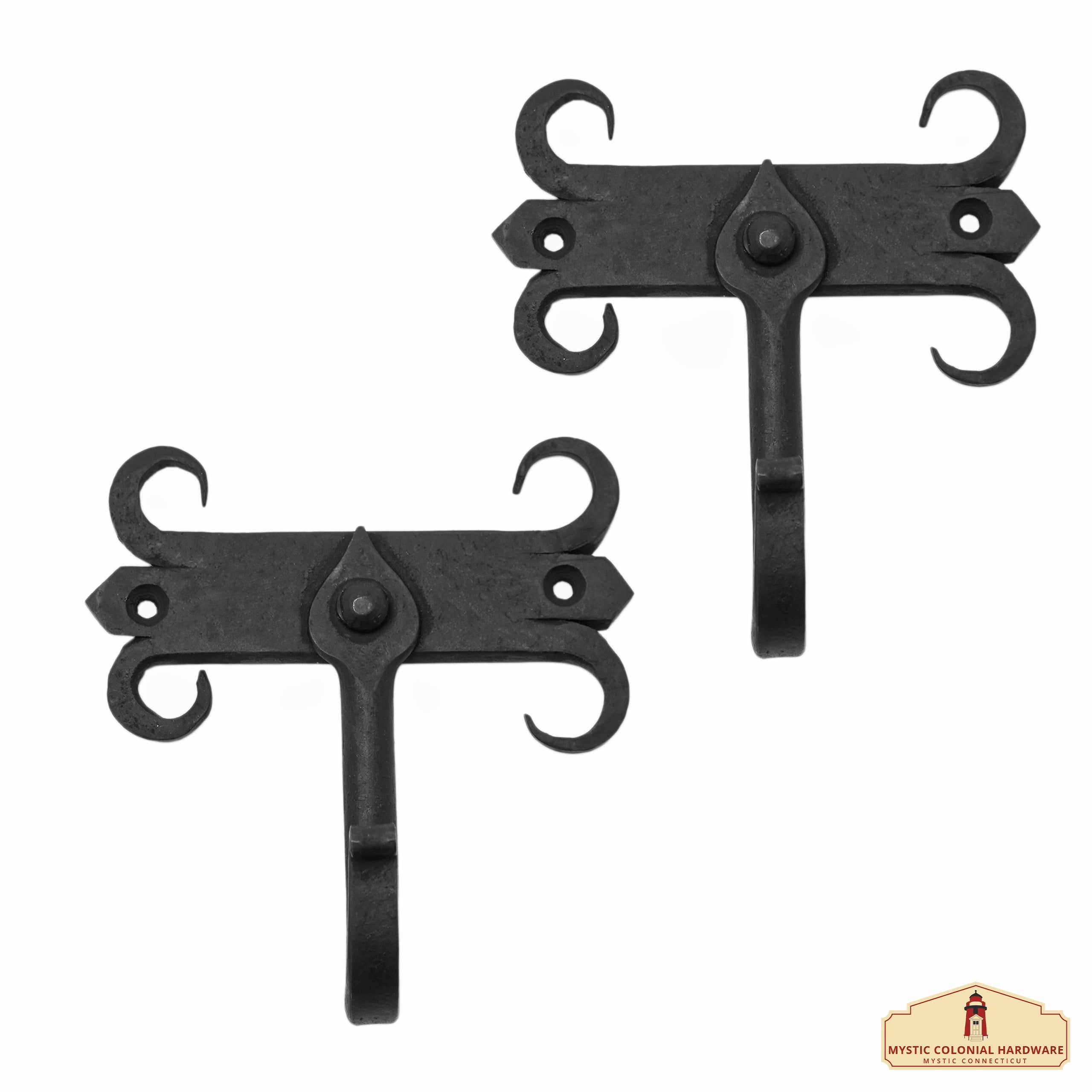 Rustic Hand Forged Iron Wall Hooks Set of 2: Ideal for Victorian, Colo ...