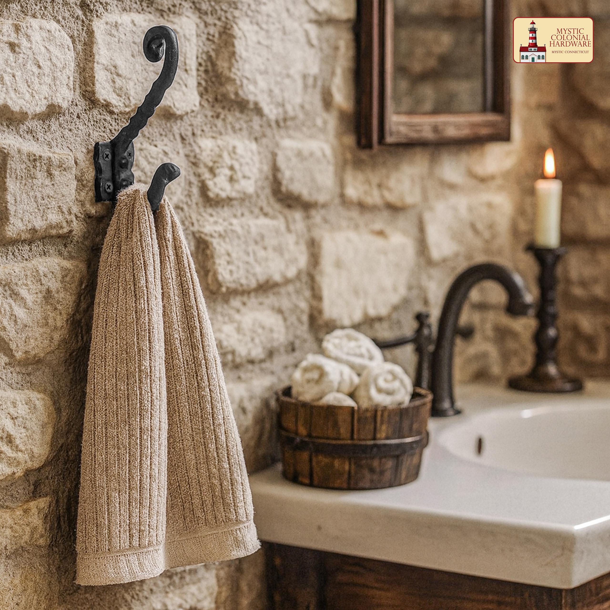 Rustic Hand Forged Iron Wall Hooks Set of 2: Ideal for Victorian, Colo ...